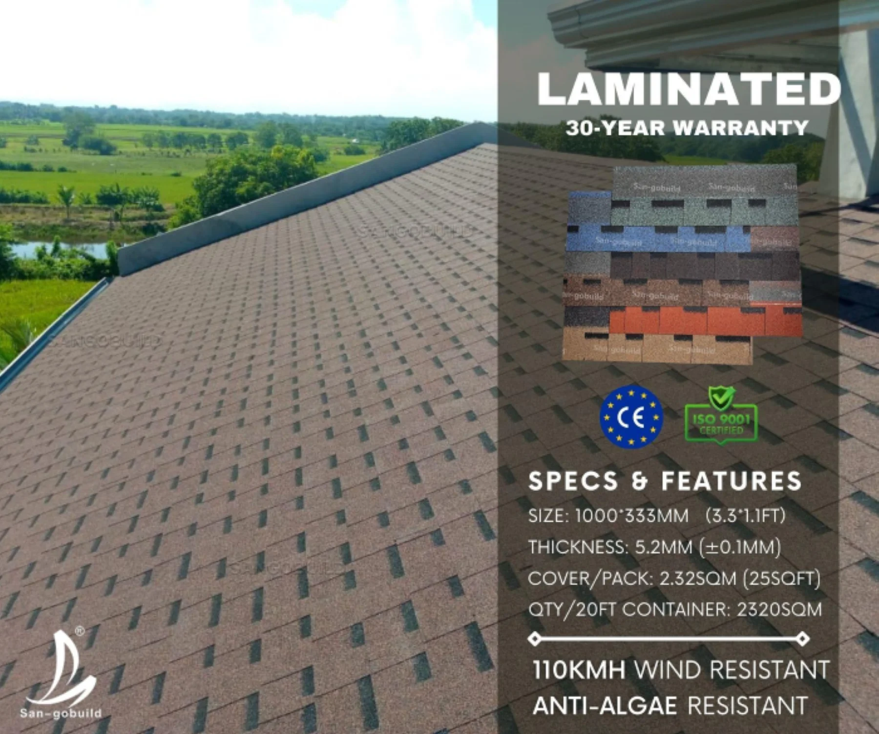 30 Years Guarantee Building Material Asphalt Shingles Bitumen Roof ...
