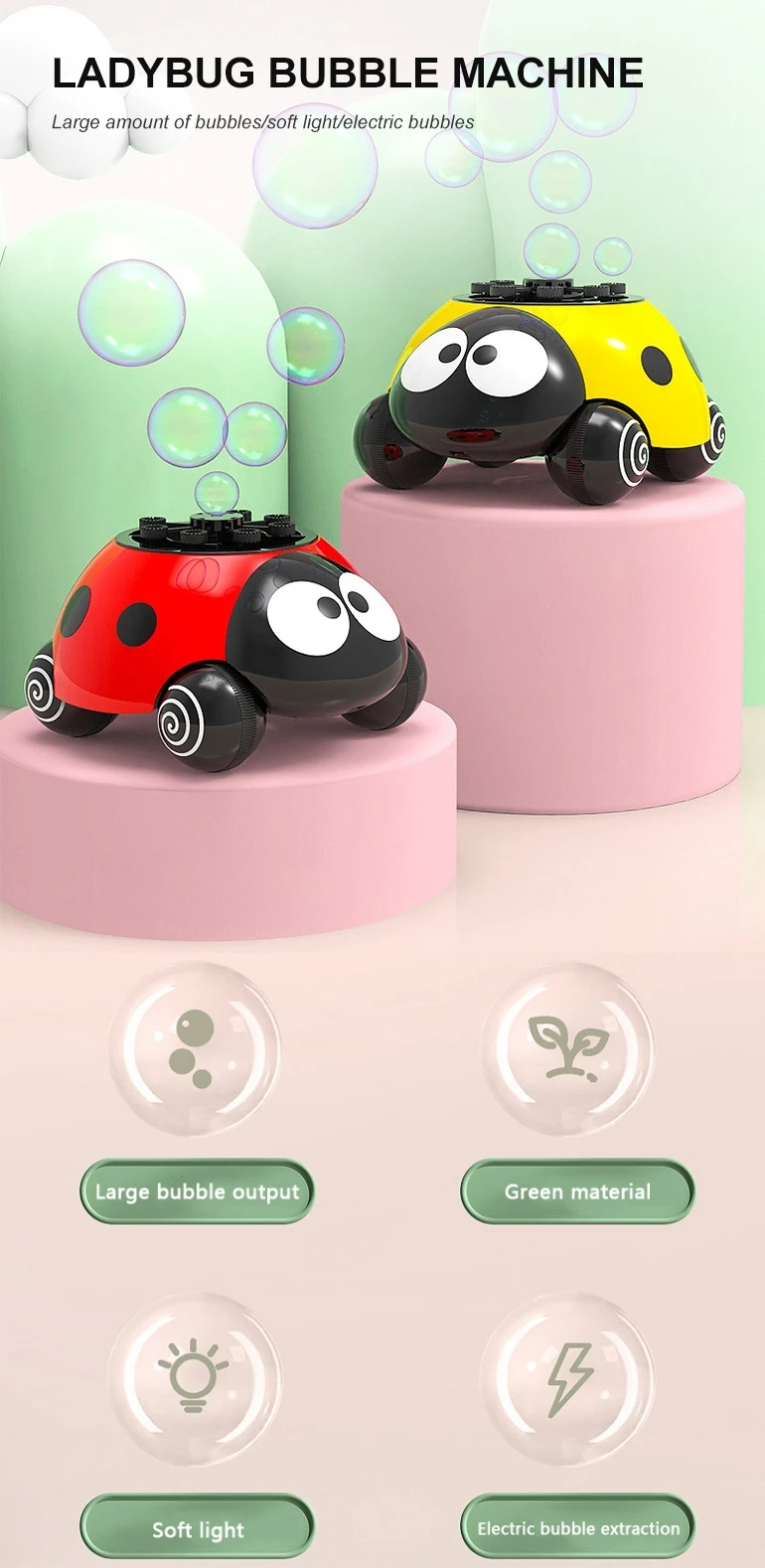 Cartoon Ladybug Electric Bubble Machine - Fun for All Ages