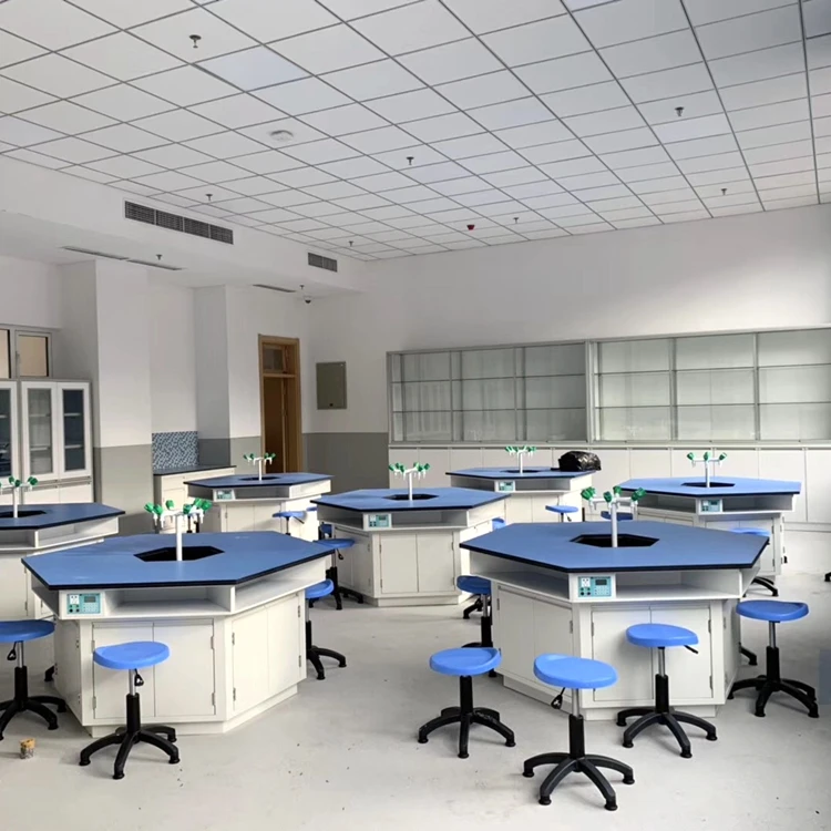 School Science Lab Hexagonal Table Chemical Resistant Work Bench ...