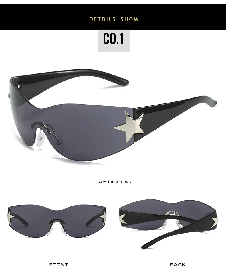 329443 Punk One Piece Y2k Sunglasses Star New Luxury Brand Sun Glasses ...