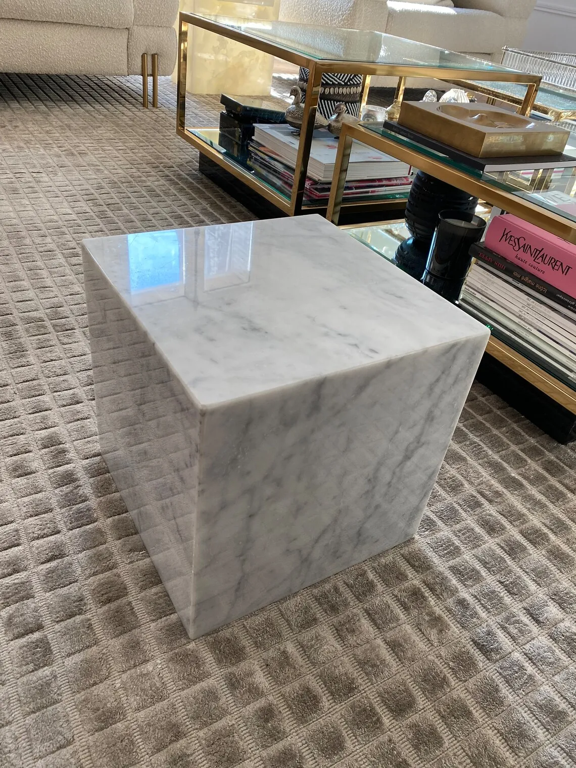 Cheap Price White Tall Console Table Plinth Flower Stand Arabescato ...