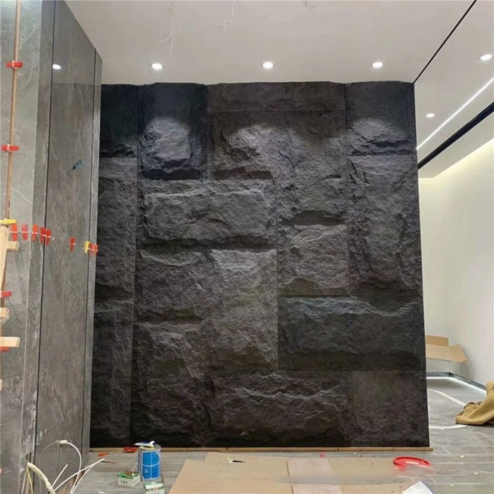 Thin PU Stone Veneer 20mm Faux Stone Light Weight Indoor Decorate ...