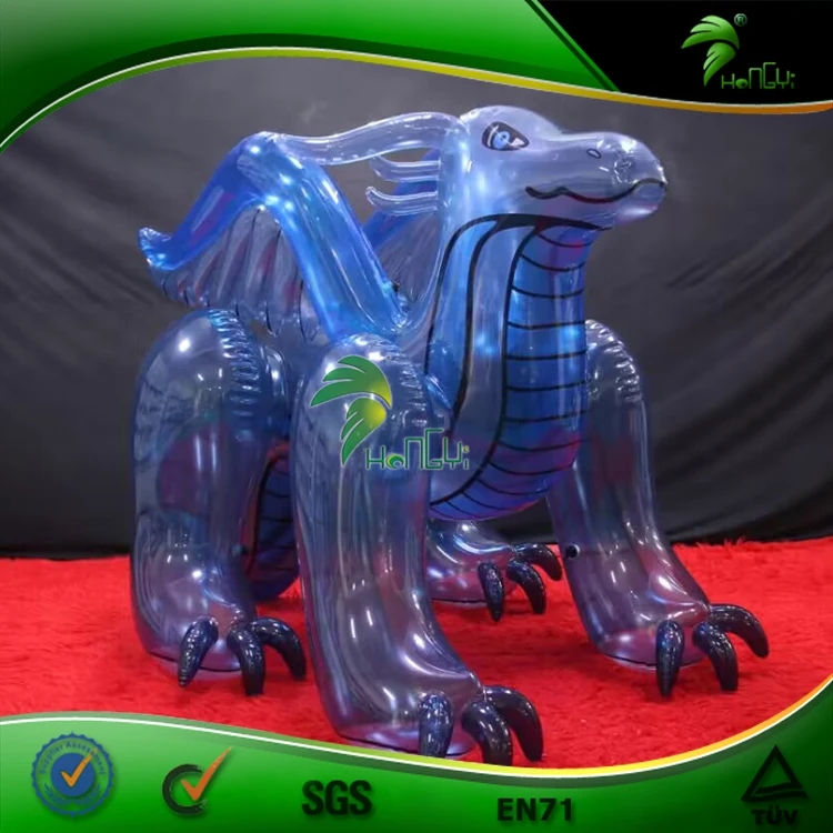 Shiny Transparent PVC Inflatable Dragon Custom Inflatable Standing Blue ...