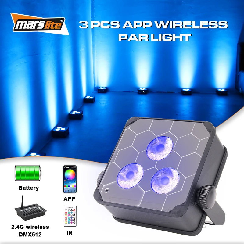 Marslite Uplights Battery Wireless 3*18W RGBWA+UV for Weddings