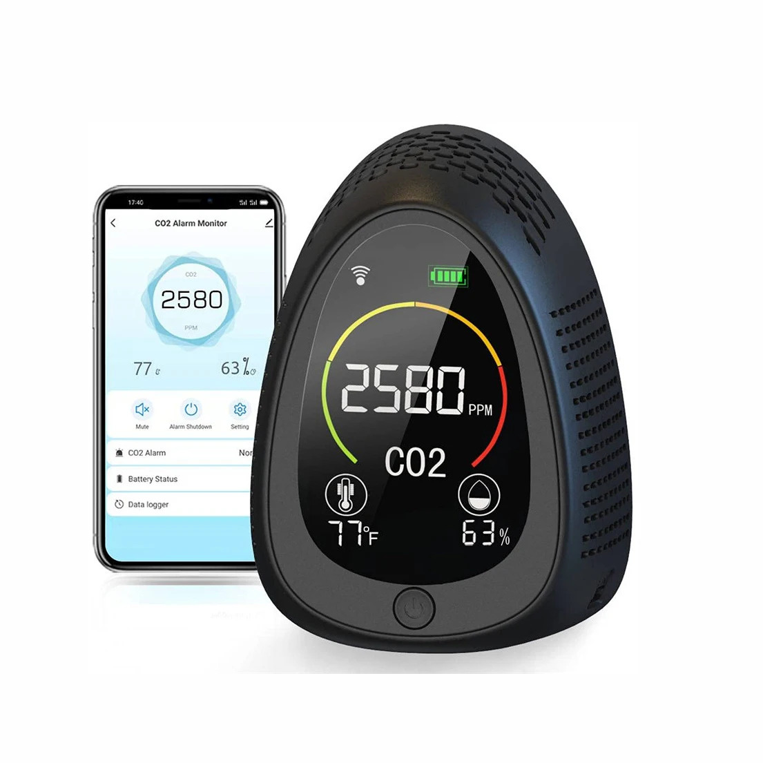 Portable Carbon Dioxide Co2 Monitor Detector Wifi With Ndir Sensor ...