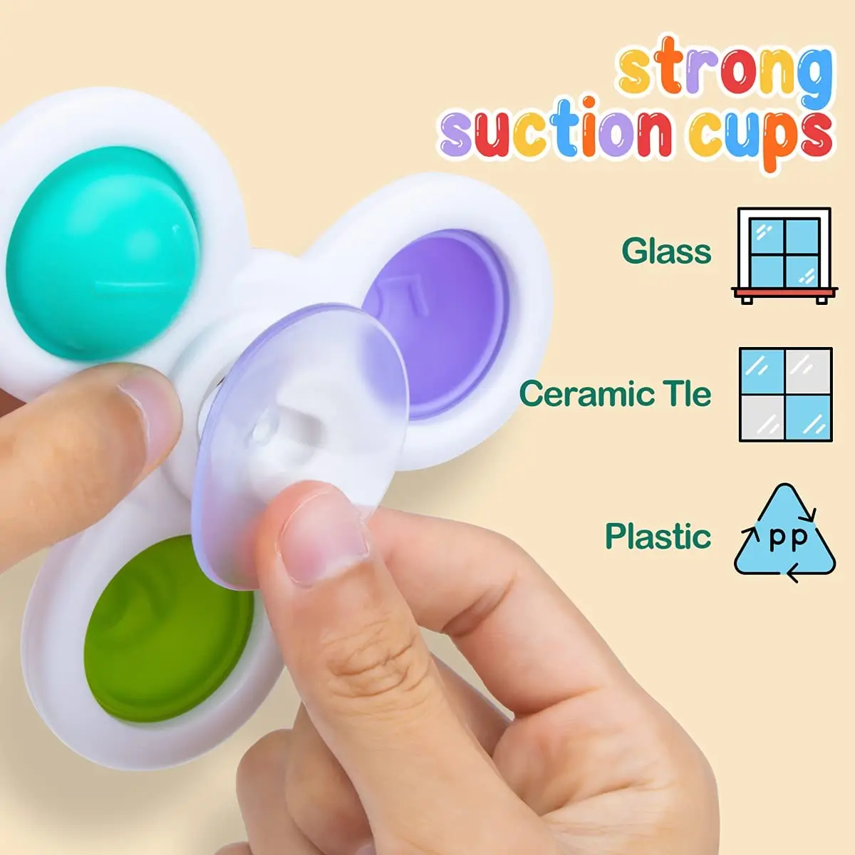 Tt Fast Delivery Windmill Fidget Toy Suction Cup Spinner Bath Suction ...