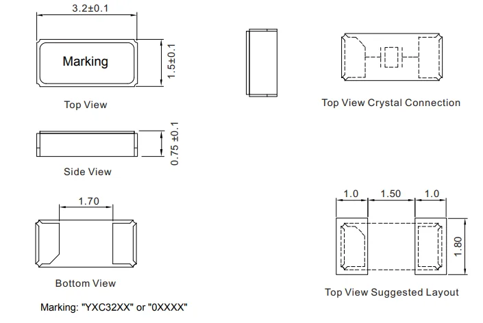 Yxc 3215 12.5pf 20ppm Smd Clock 32khz Quartz Crystal Oscillator 32 ...