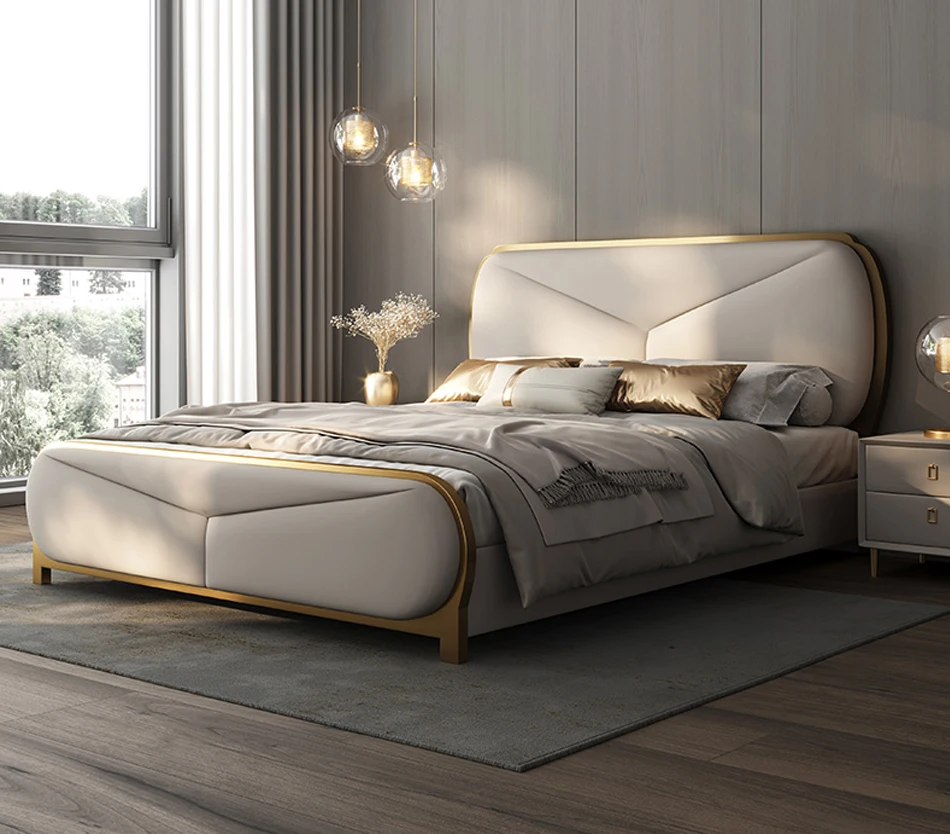 Customized High Quality King Double Size Upholstered Bed Home Bedroom ...