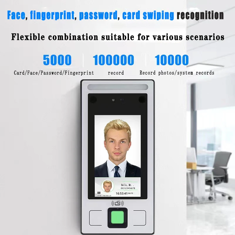 Office Attendance Access Control Facial Recognition Machine Supports Password,Fingerprint,And ...