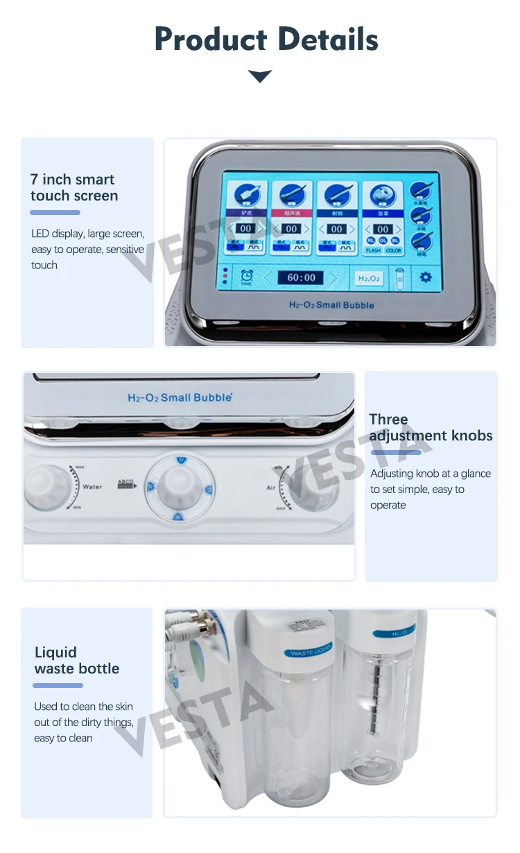 Professional Small Bubble Hydra Oxygen Facial Machine Ultrasonic Skin ...