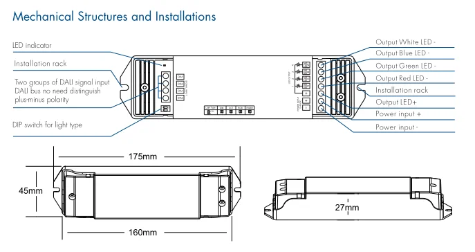 Skydance DA4-M DALI LED Controller - 4 Channel CV Dimmer for RGB/RGBW, 5-Year Warranty, Ideal ...