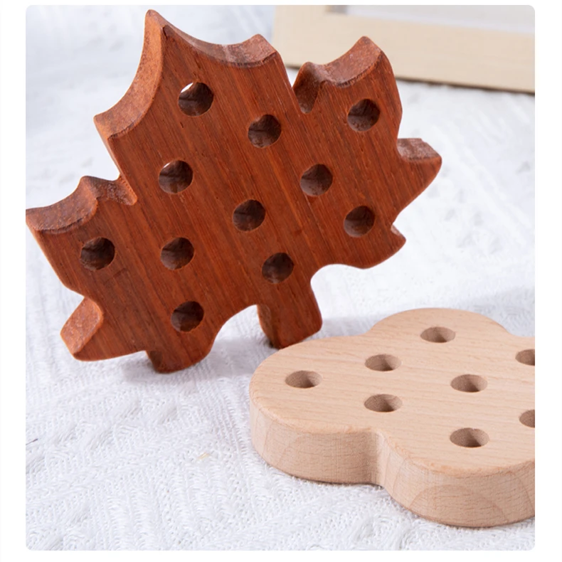 Wooden Threading Toy Shaped Lacing Montessori Educational Toys For Kids ...