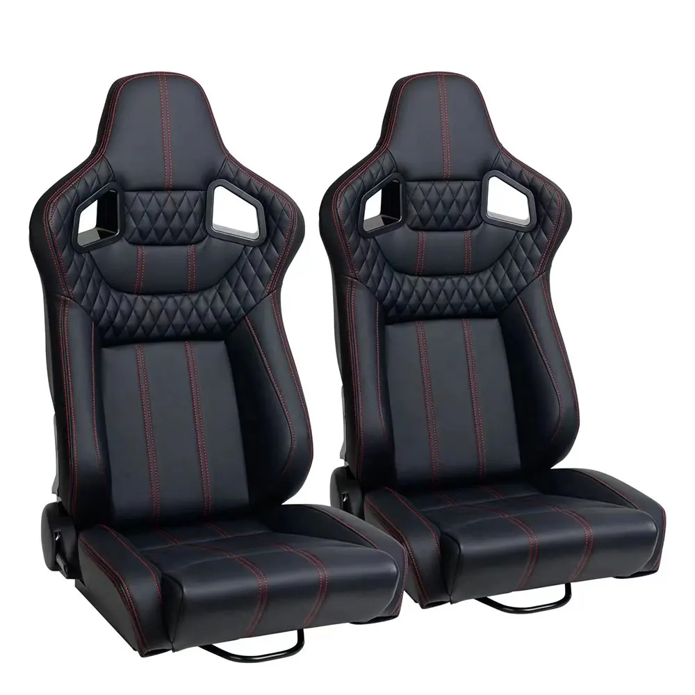 Universal Racing Car Seat - Adjustable Black PVC Leather