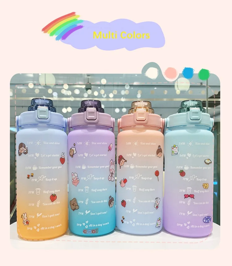 Custom Logo 2l Motivational Time Marker Water Bottle Gradient Color ...