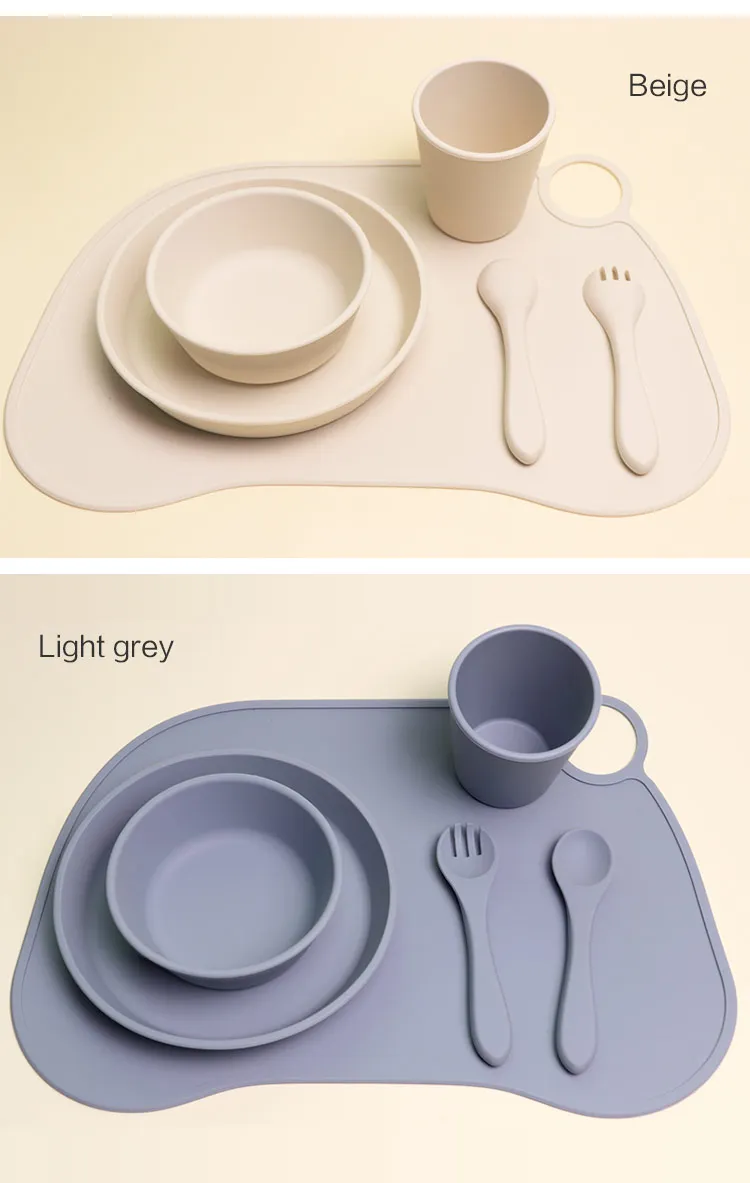 Wholesale Silicone Baby Feeding Supplies Set Kids' Silicone Dinnerware ...