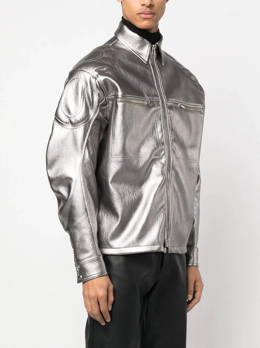 Factory Made Men's Silver Jacket Men's Leather Jacket Men's Multi ...