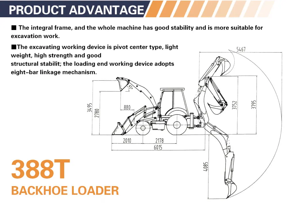 Small Backhoe Loader 7 Ton 5 Ton 3 Ton 4WD Backhoe Wheel Loader for ...