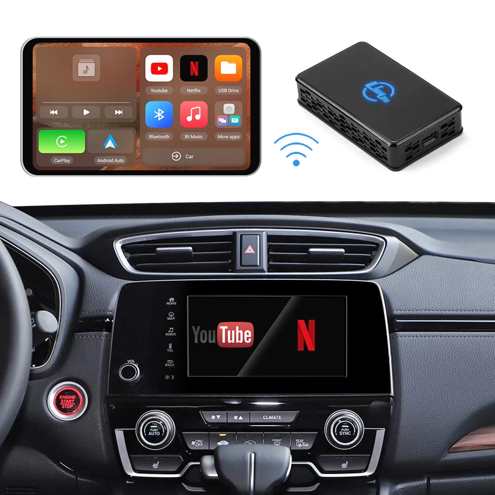 Ushilife 3 in 1 Wireless Radio CarPlay Android Auto Mirror Link AirPlay Car Play Adapter Youtube ...