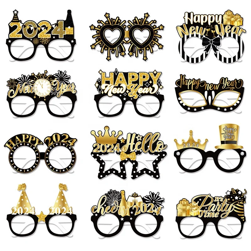 Black Gold Headband Photo Booth Props New Year Eve Party Decorations ...