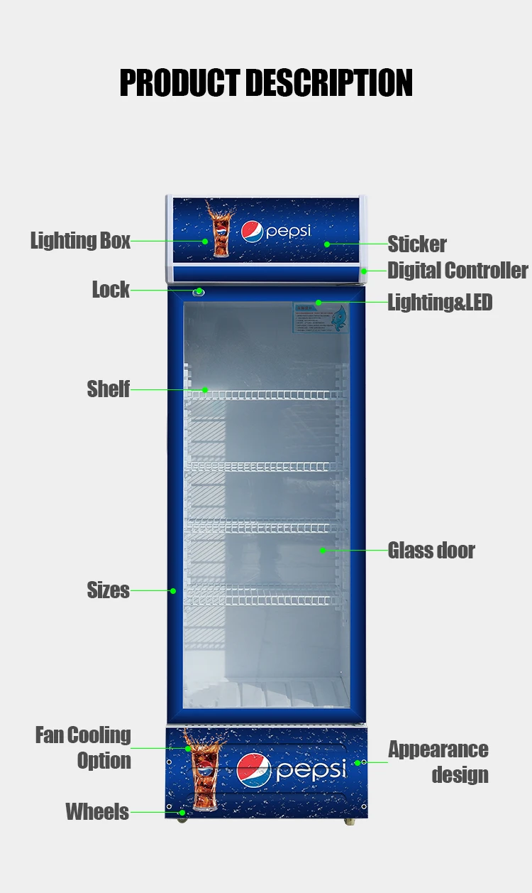 Supermarket Pepsi Vertical Bakery Refrigerator - Commercial Beverage ...