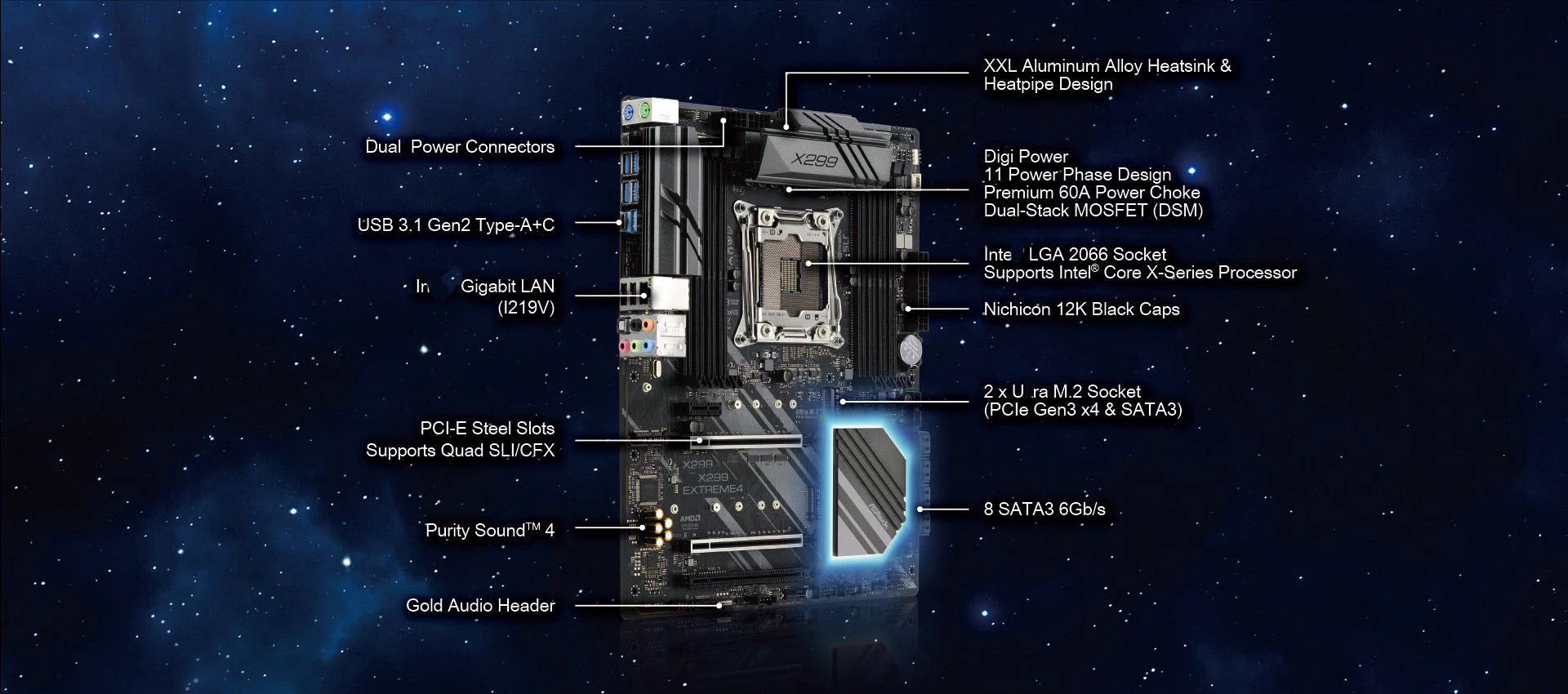 Rock LGA2066 Motherboard X299 Extreme4 - Server Quality
