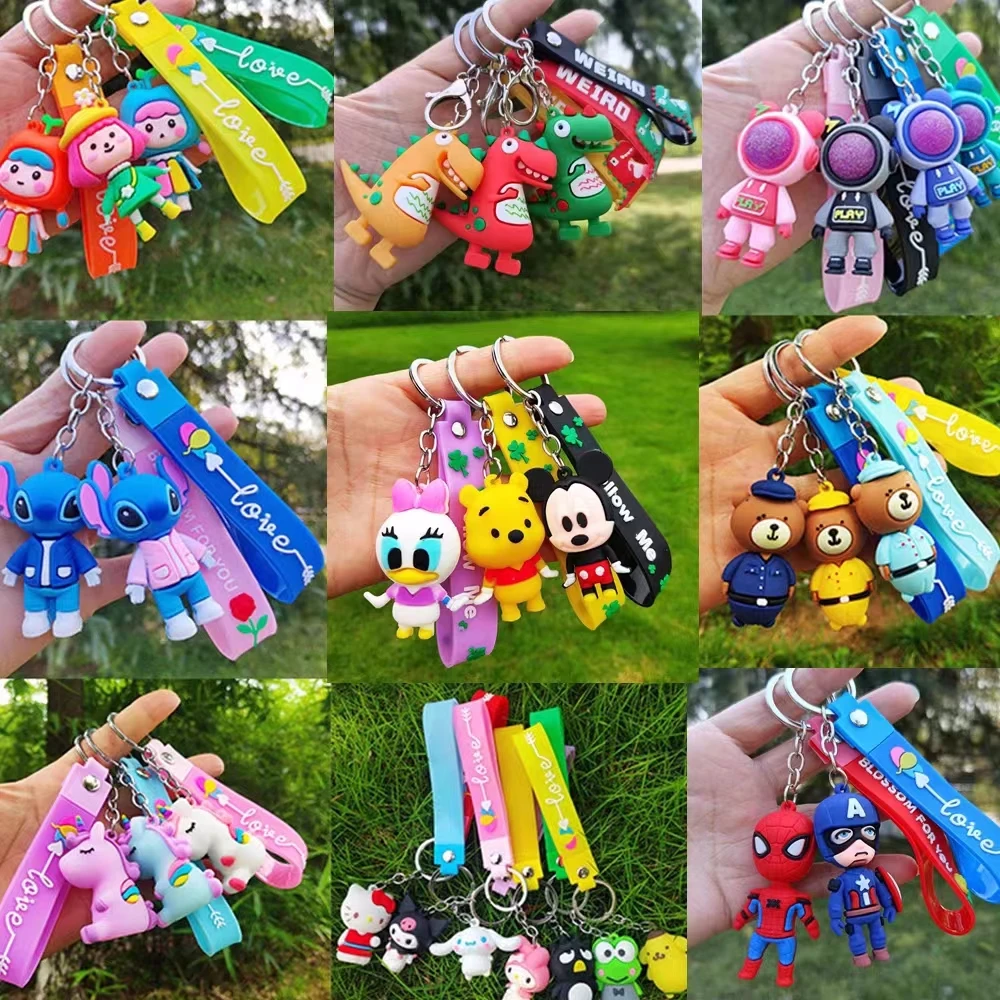 3D Cartoon Anime Keychain Cute PVC Key Chain Rubber Keyring Keychains ...