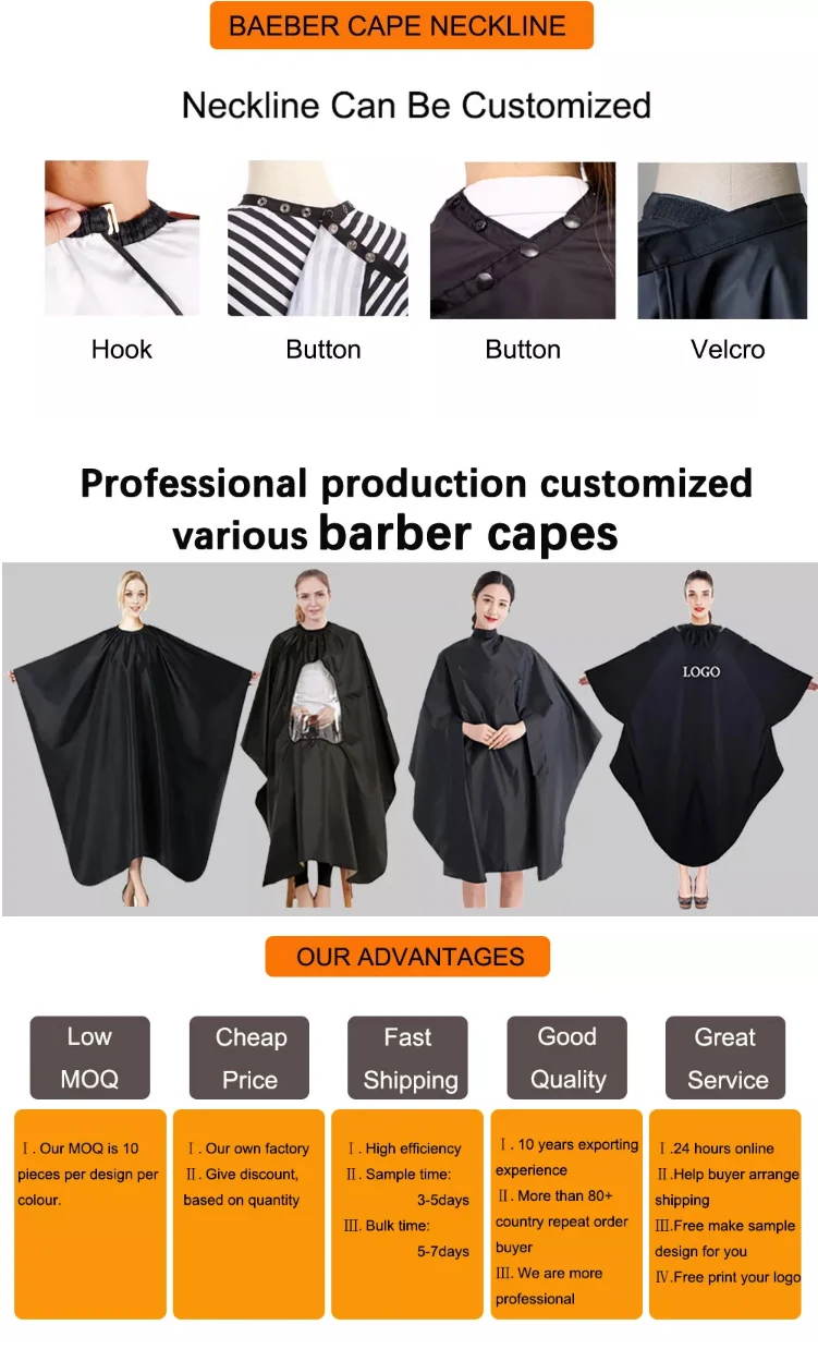 Custom Logo Polyester Waterproof Salon Haircut Black Cape Gown For Men ...