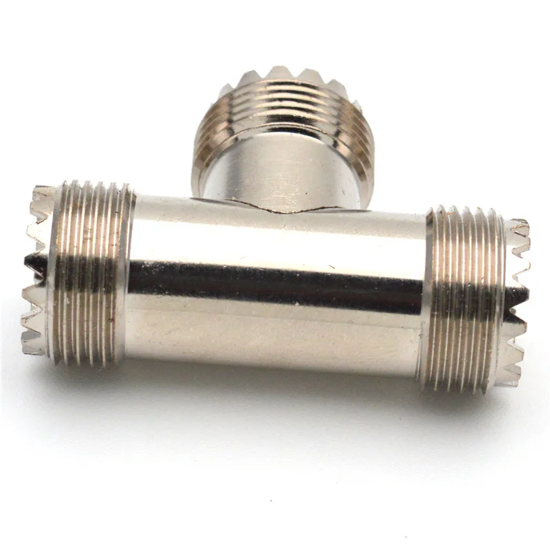 T Shape Walkie Talkie Adapter Connector Copper UHF SL16 PL259 Female ...
