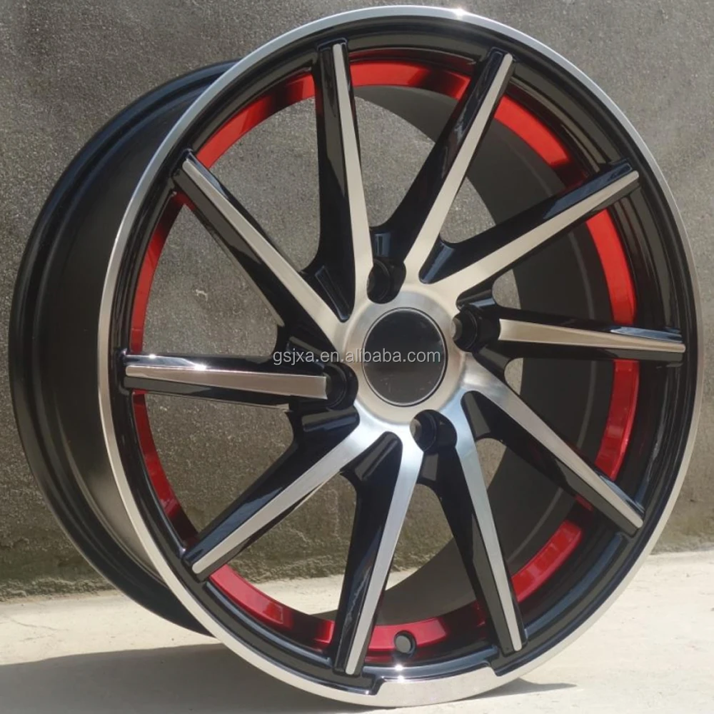 Wholesale Black And Red Rims 15 16 17 Inch 4 Lug 4x100 Wheels 4x114.3 ...