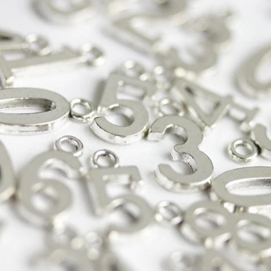 Silvery/Golden Plate Arabic Numerals Pendant Beads Number Charms for ...