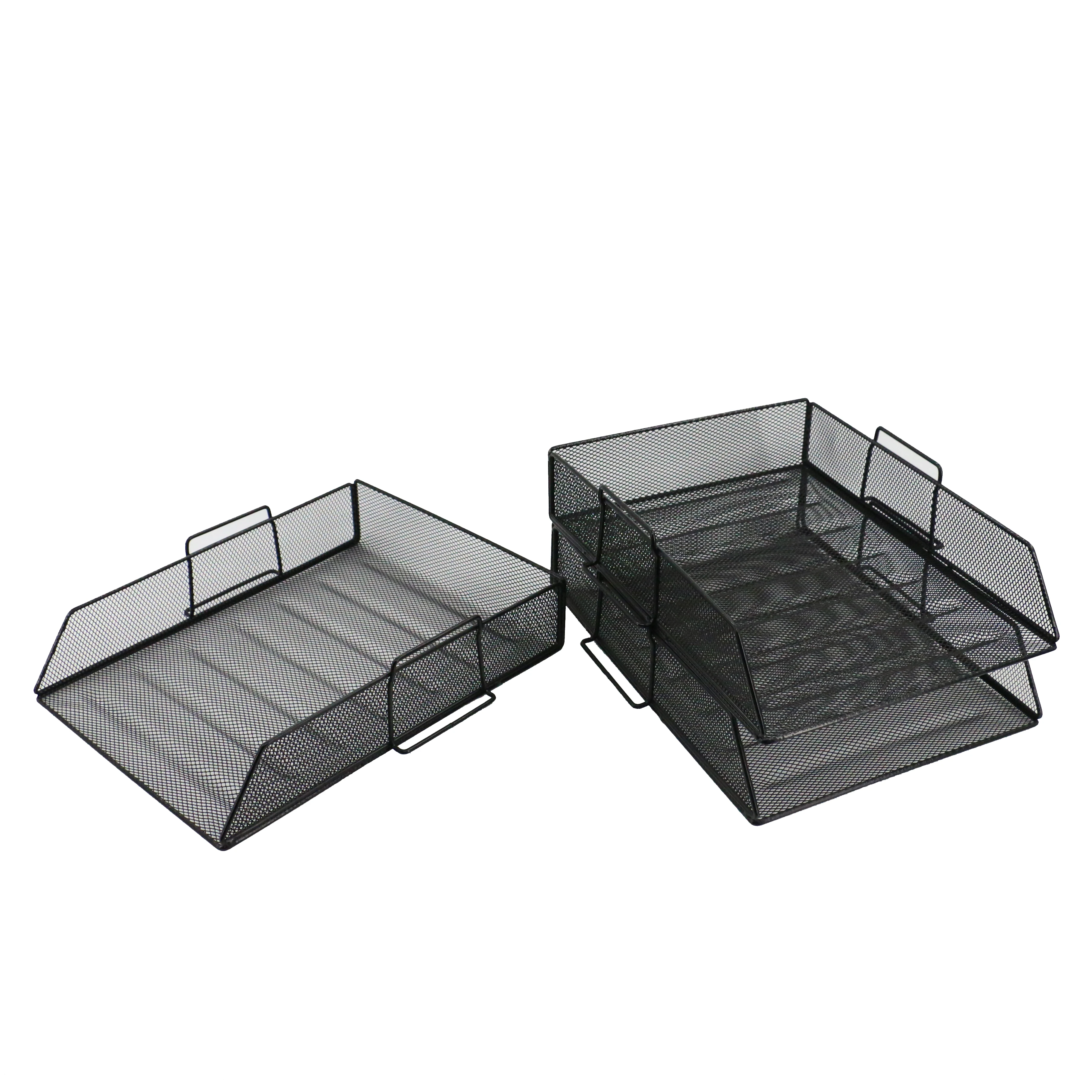 Office Supply - Black Metal Wire Mesh File Tray - Stackable