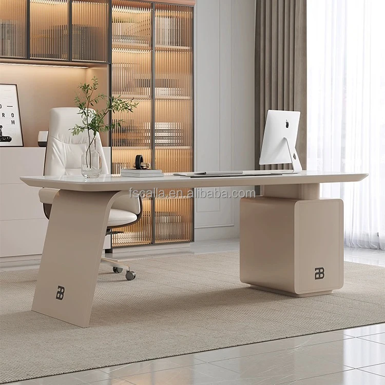 Modern Office Computer Desk with Sintered Stone Top - Executive Office ...