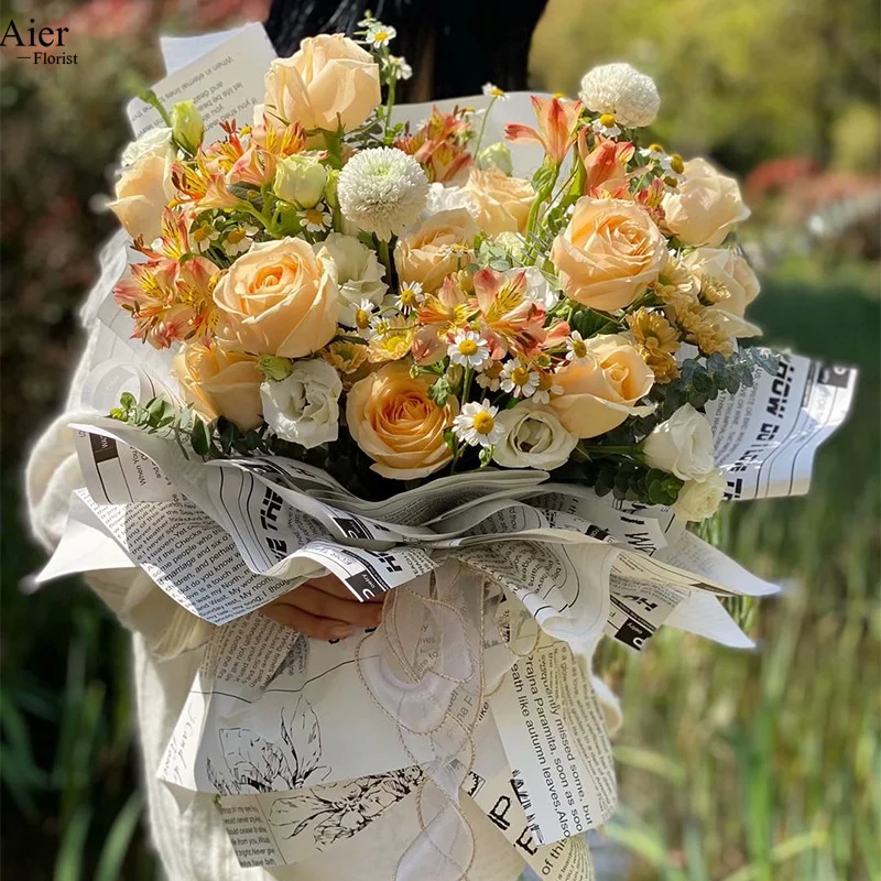 Aierflorist New Design Newspaper Design Waterproof Flower Bouquet ...