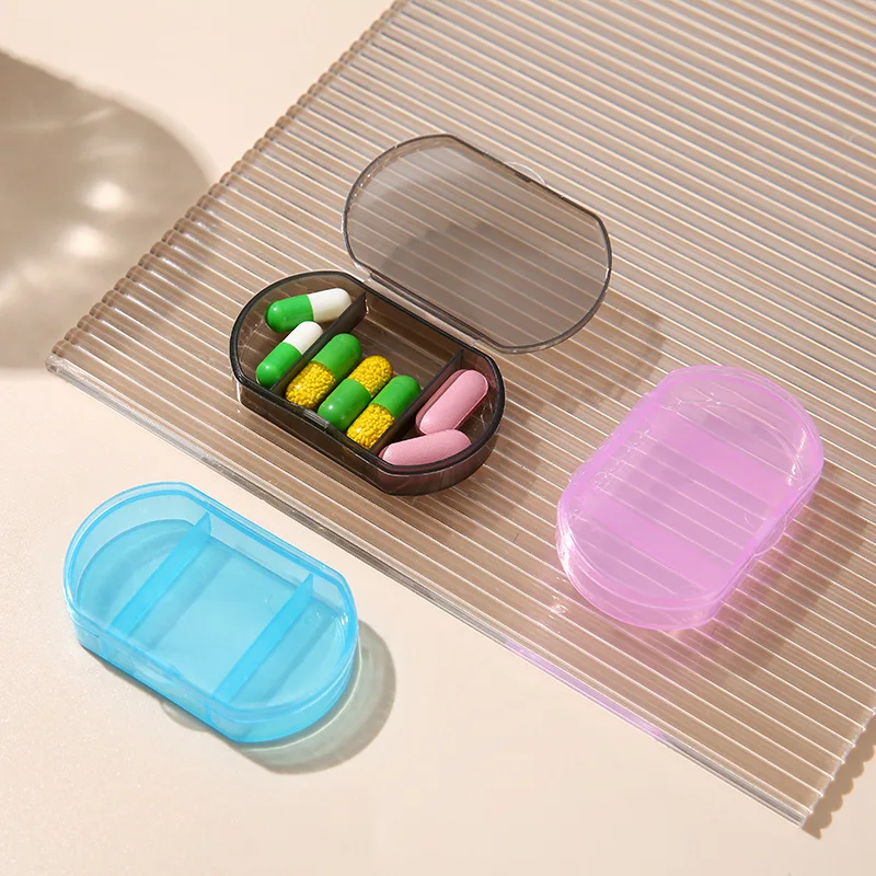 Mini Portable Pill Case 3 Compartments Transparent Plastic Small ...