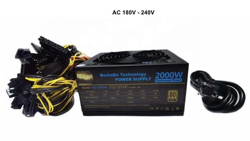 2000w Atx Psu Switching Power Supply 180v~240v 80 Gold Plus For 8 Gpu ...