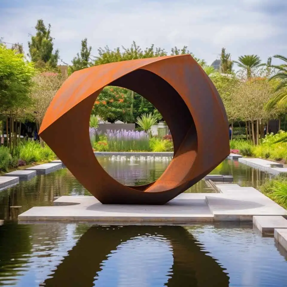 Customized Rust Sculptures Outdoor Large Corten Steel Geometric ...
