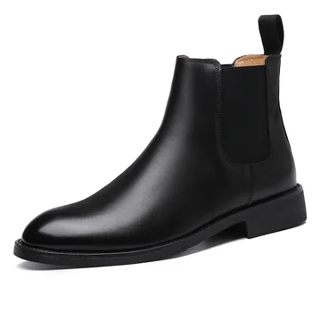 Chelsea Boot Men Bot Botas Hombre Mens Leather Boots Genuine For Men ...
