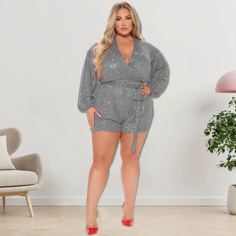 New Style Plus Size Jumpsuit High Quality Women's One-piece Long Sleeve ...