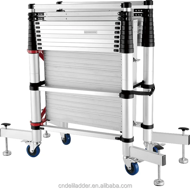 Folding Retractable Aluminum Telescopic Scaffold Ladder