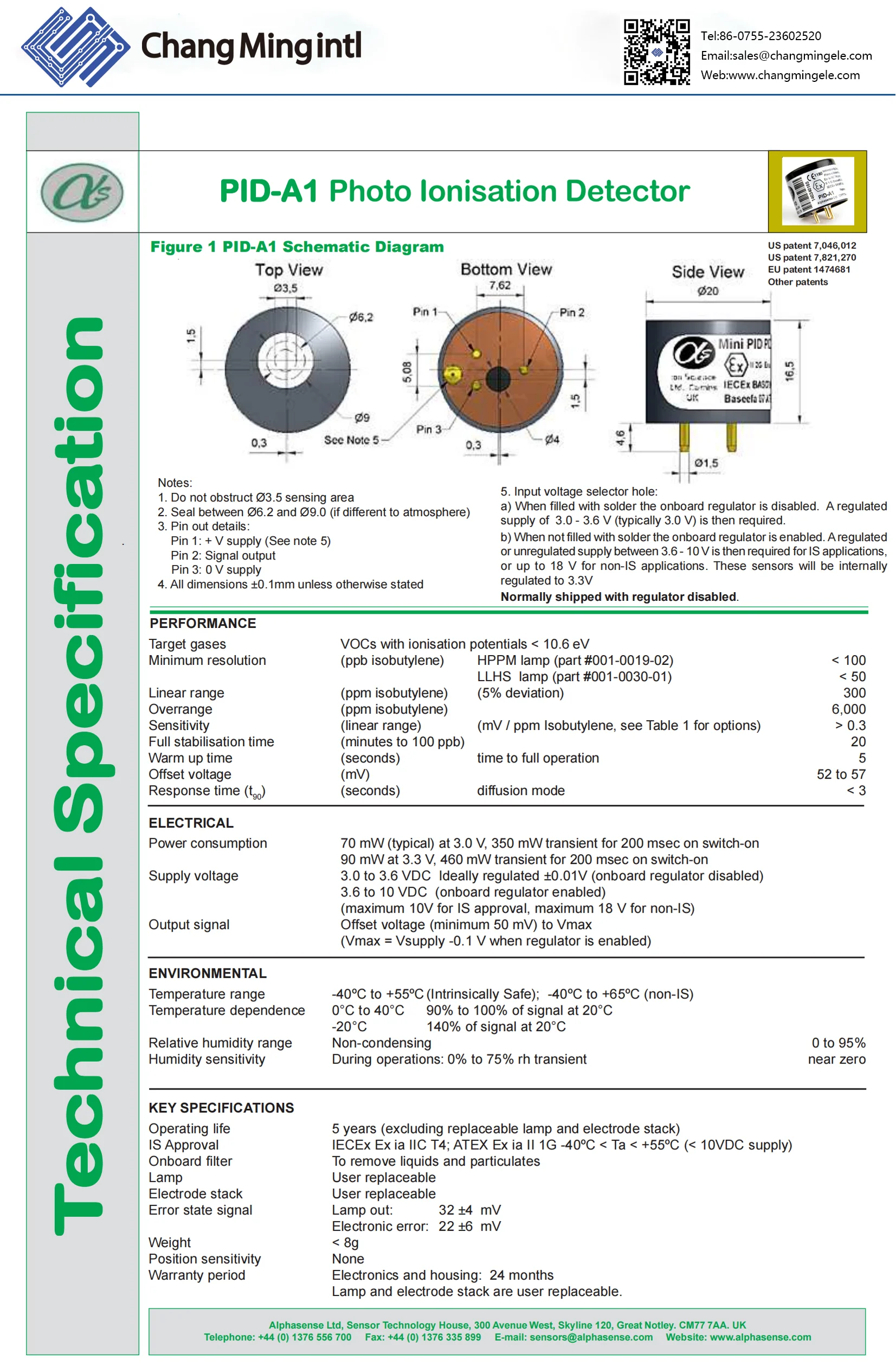 PID-A1 Alphasense photoionization detector VOC sensor original and new ...