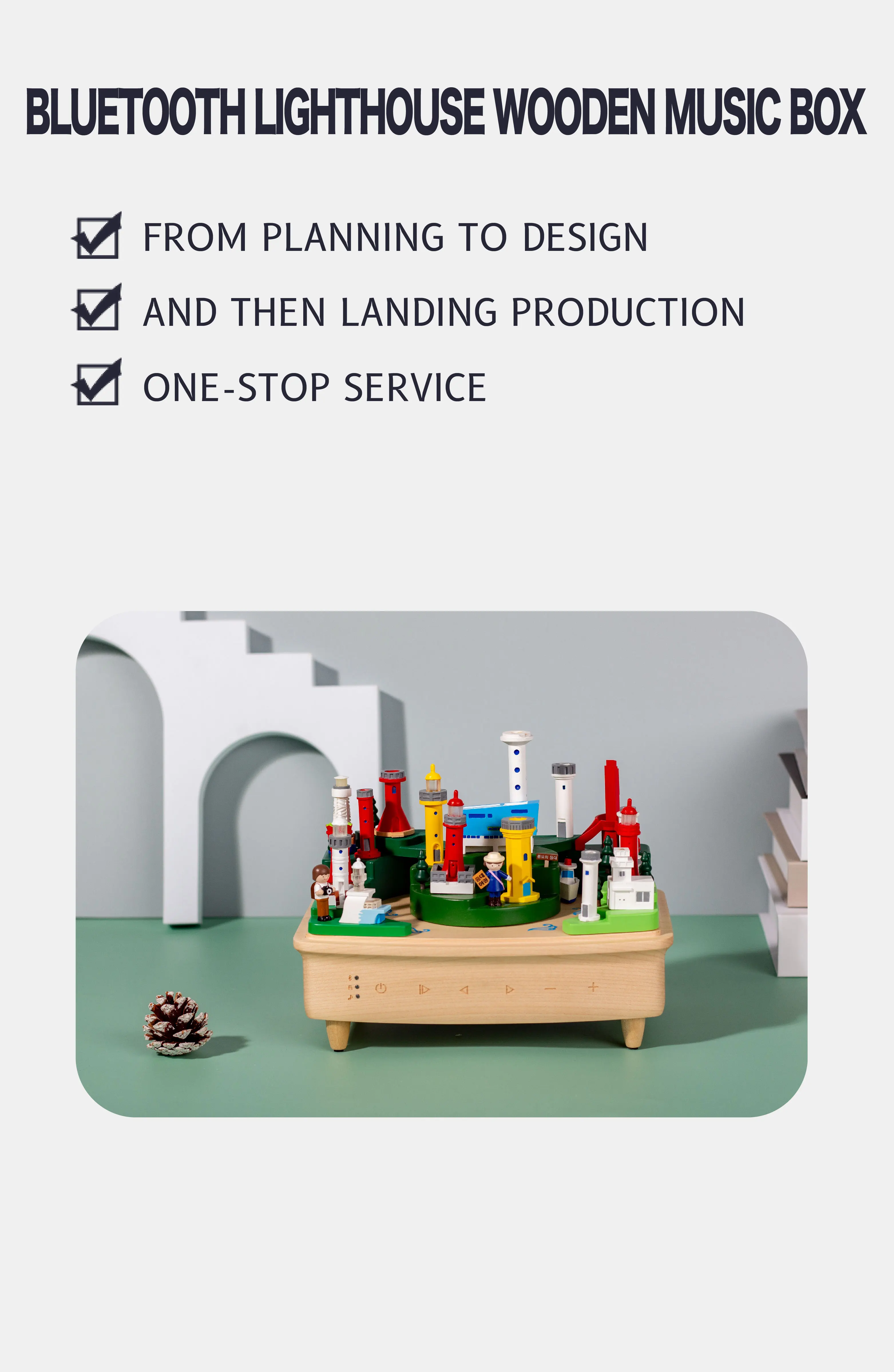 Hot Sale Handmade Resin Lighthouse Custom Wooden Music Box With ...