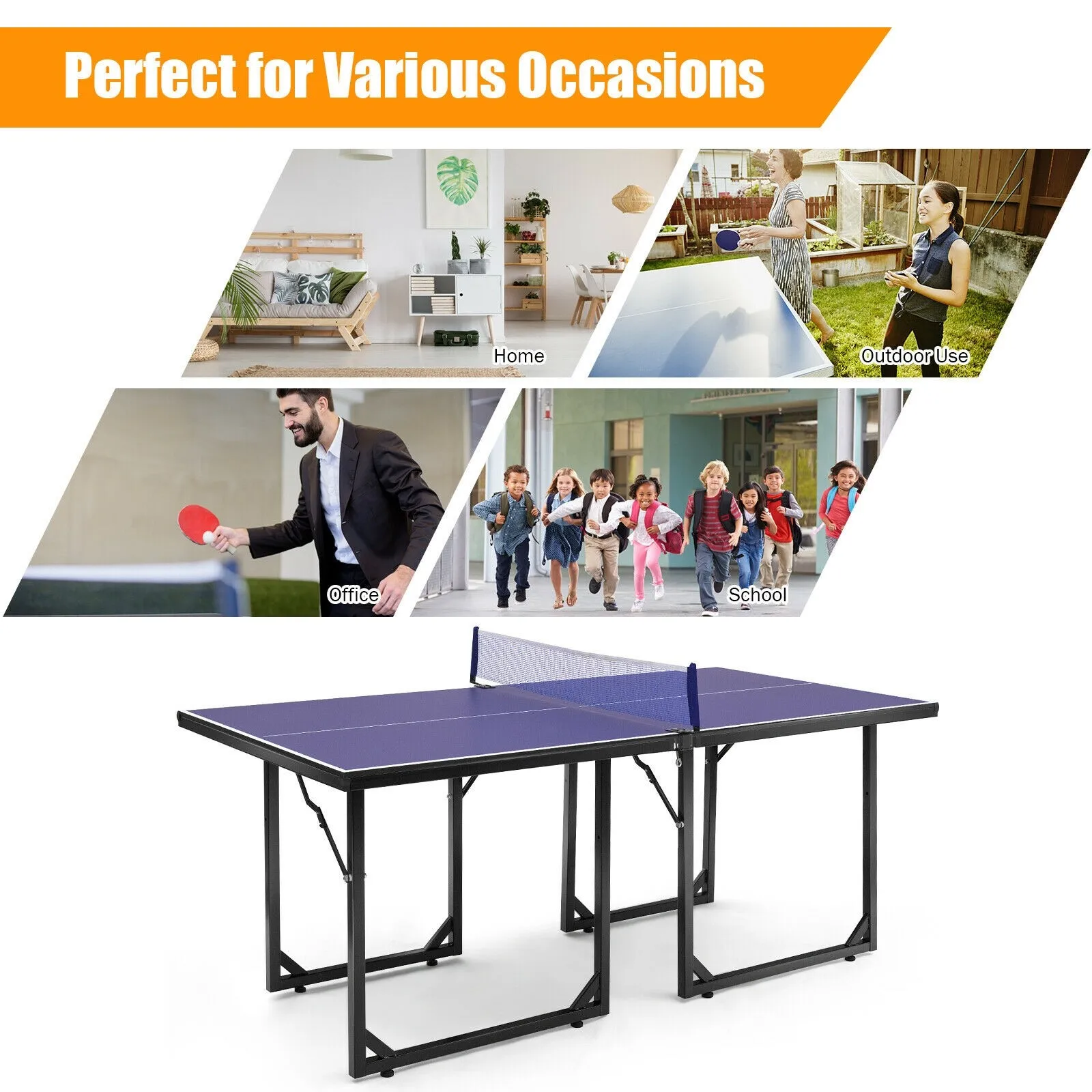 Table Tennis Table Folding Multi-use Foldable Midsize Removable Compact ...