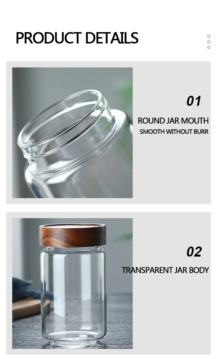 Wholesale High Borosilicate Glass Storage Jars with Acacia Wood Lids
