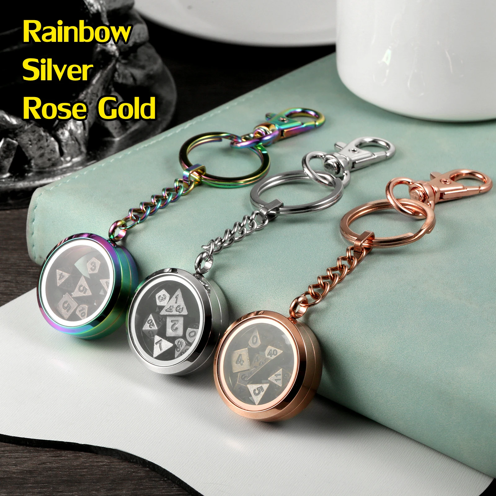 6mm Metal Mini Dice Dnd with Keychain Tiny Small Metal Dice Set D&D ...