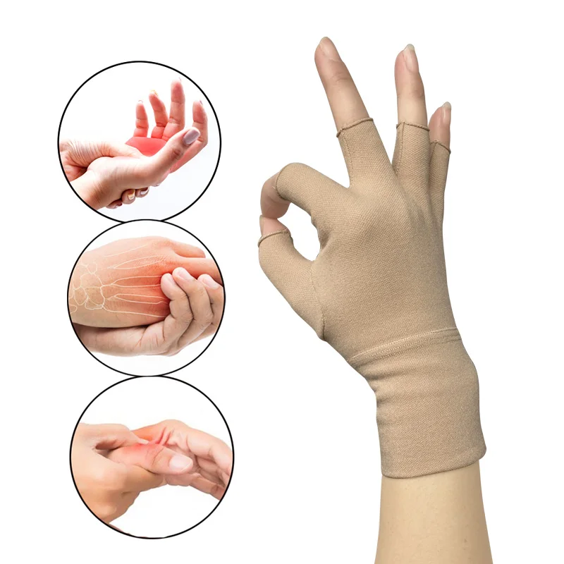 Medical Arthritis Nylon Spandex Compression Five Finger Joint Pain ...