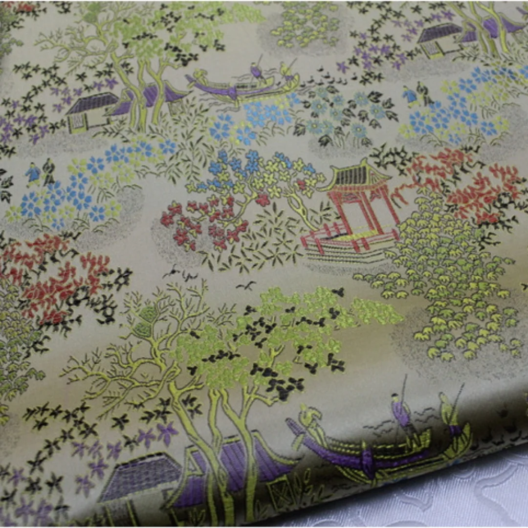 High Quality Chinese Landscape Pattern Jacquard Brocade Fabric ...