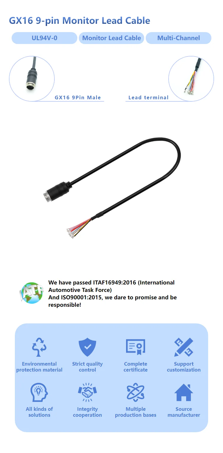 9pin Monitor Output Cable For Multi-channel Camera Systems Display Tail ...