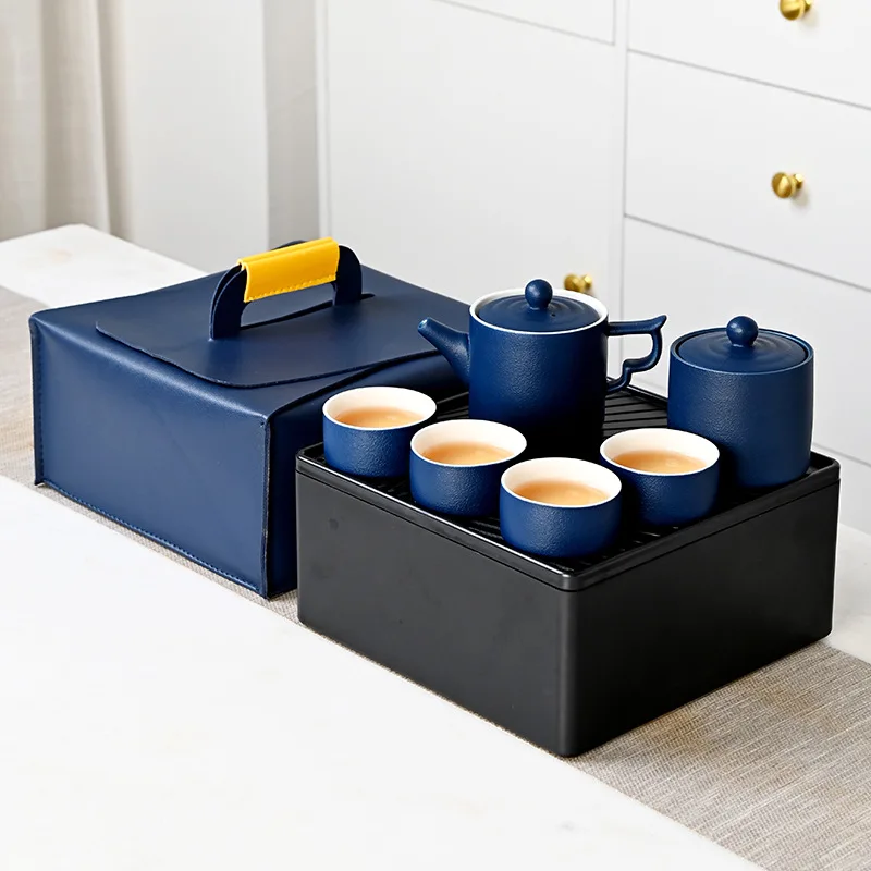 Msh Custom Royal Blue Business Gift Brocade Porcelain Tea Set Gift Box ...