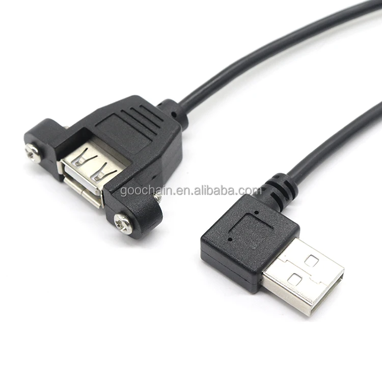 90 Degree Left Angle Usb A Male To Usb A Female Cable With Lock Screw ...