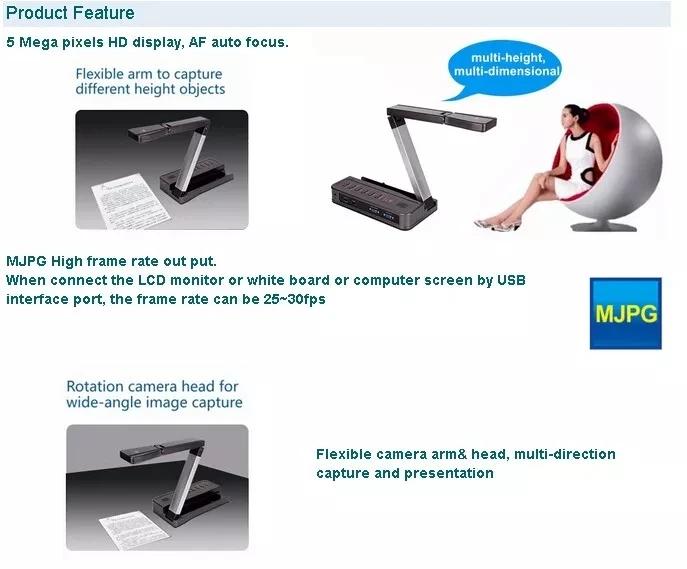 Eloam A4 Size 5mp 30fps Usb Vga Interactive Document Camera Projector ...